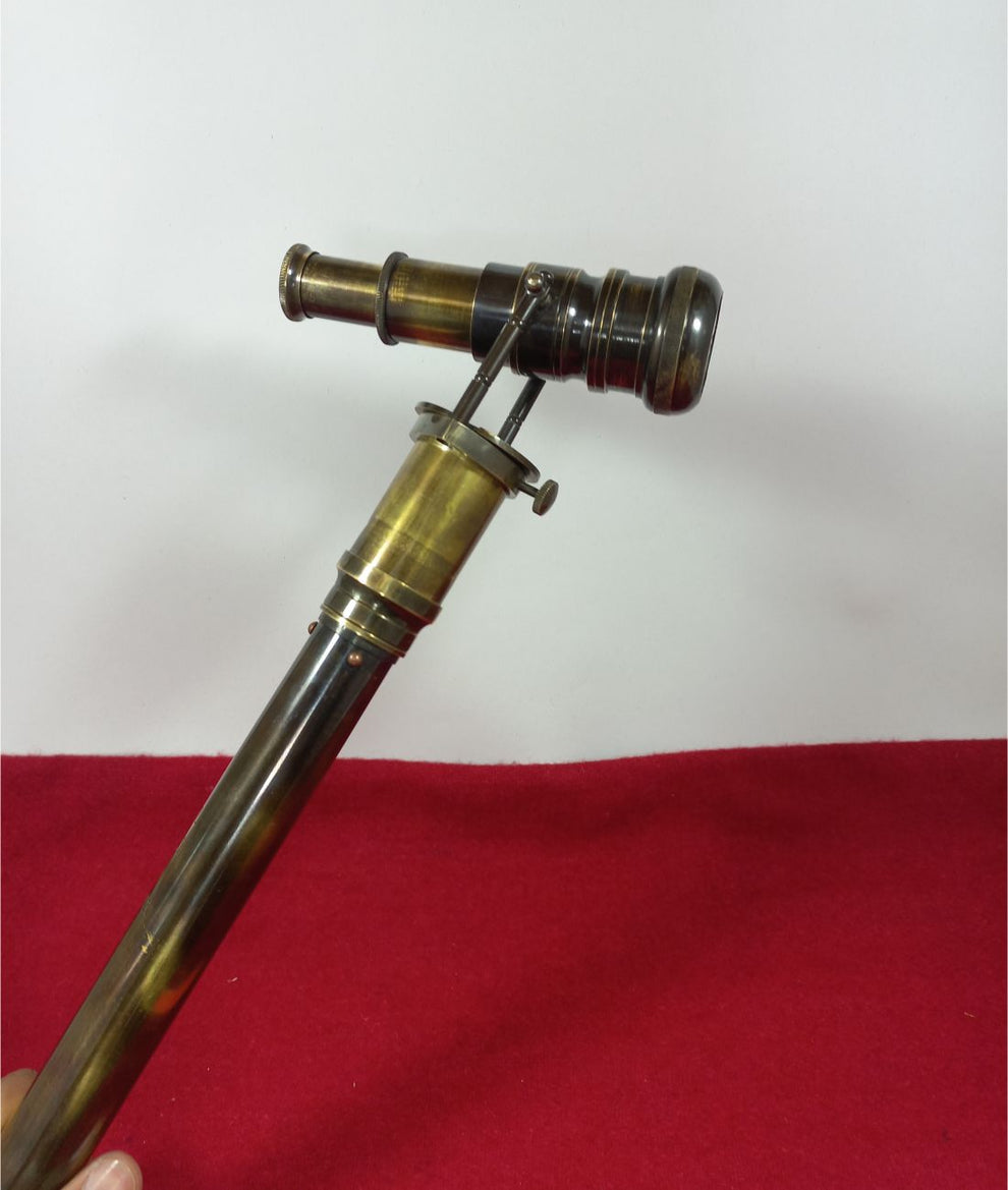 Antique Finish Walking Stick with Telescope Handle – Vintage Brass Tel ...